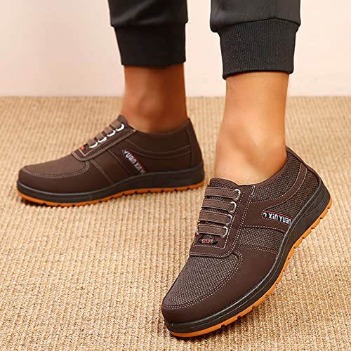 FASDNENDYS Men Wedge Heel Soft Sole Soft Sole Round Toe Breathable Running Western Shoes Fashion Men Lite Adapt Sneaker - Men's Coffee