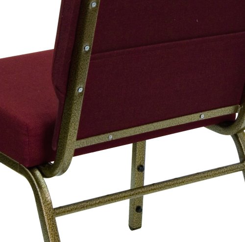 Flash Furniture HERCULES Series 21''W Stacking Church Chair in Burgundy Fabric - Gold Vein Frame