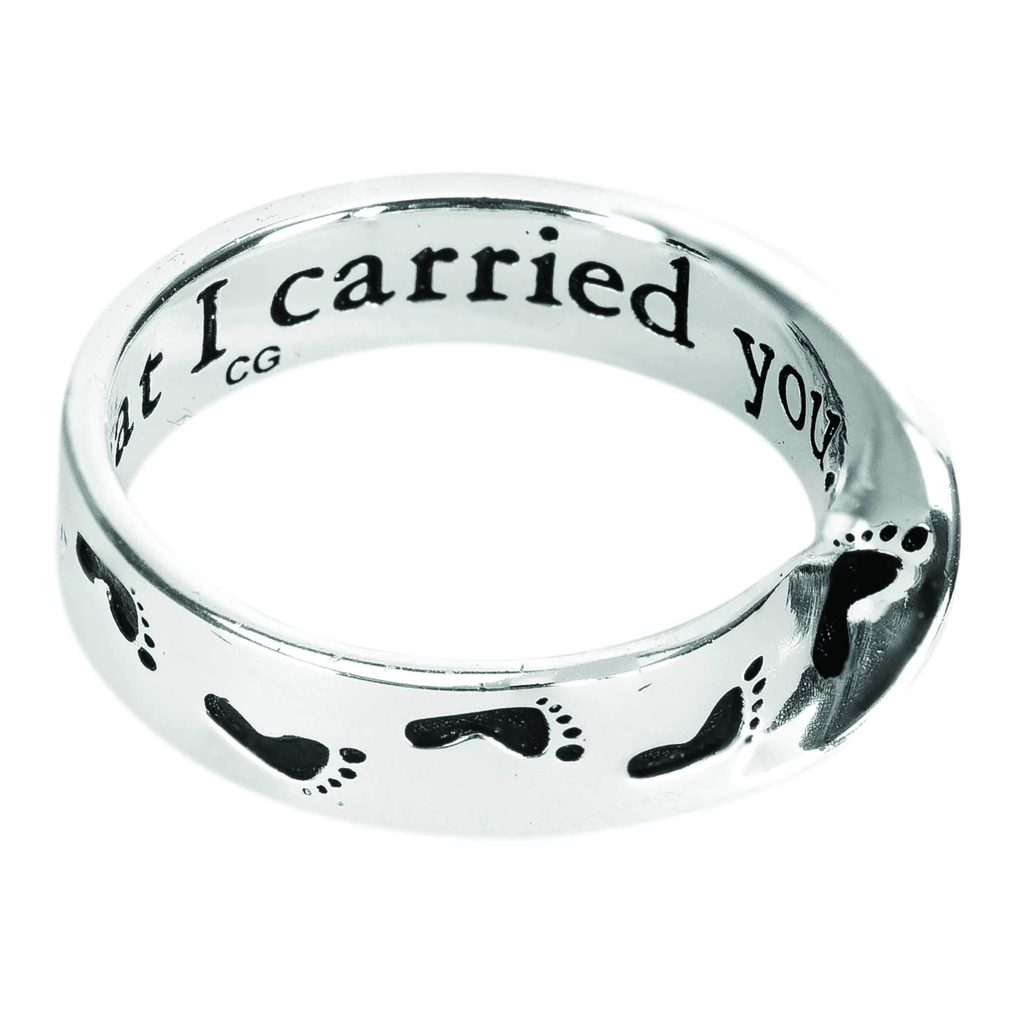 Dicksons Footprints in The Sand Endless Script Women's Size 6 Silver Tone Metal Plated Mobius Ring