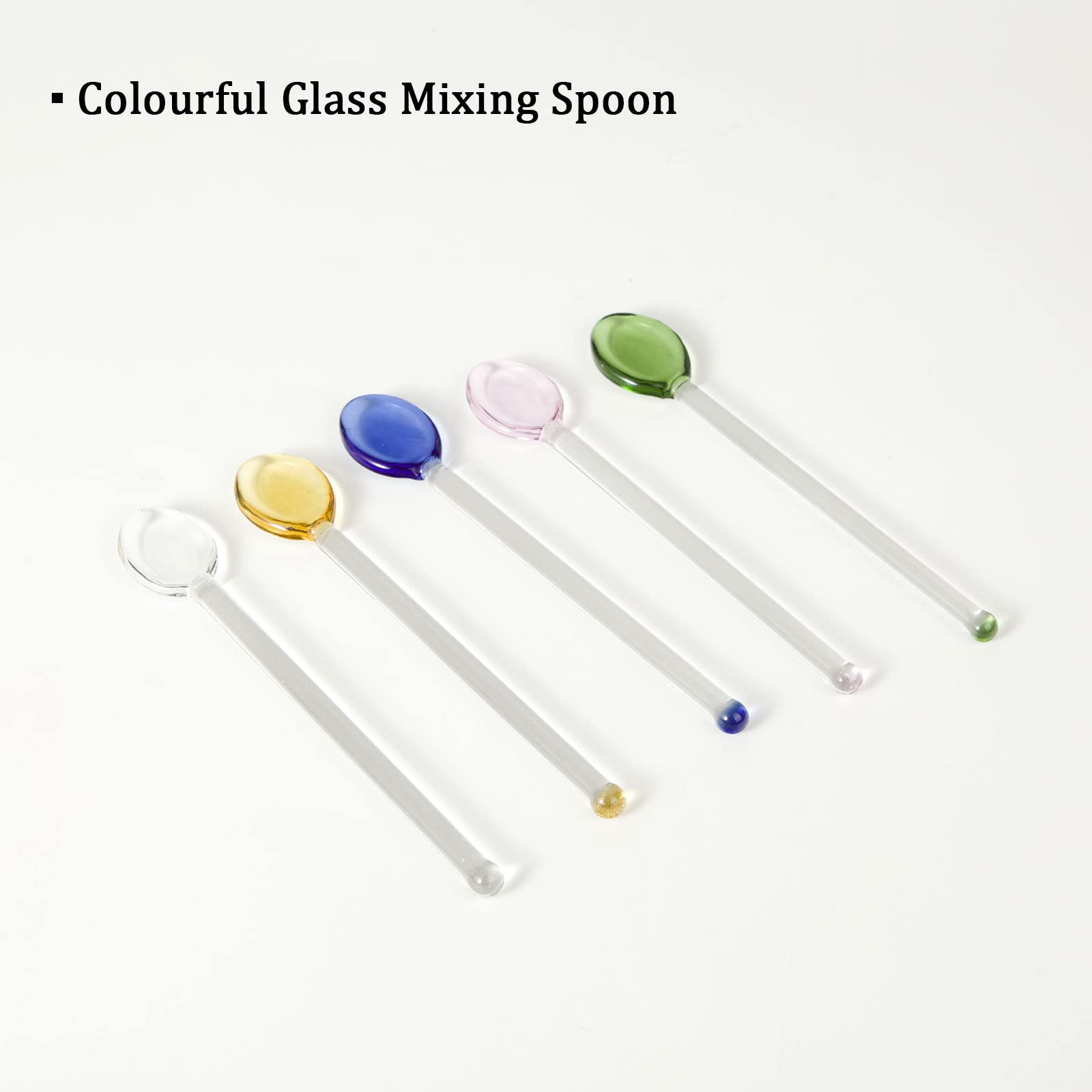 Generic 5Pcs Glass Stirring Spoons Heat Resistant Mixing Rod For Coffee Tea Yogurt Ice Cream Cocktail Cold Drink Salt Sugar Appetizers And Desserts
