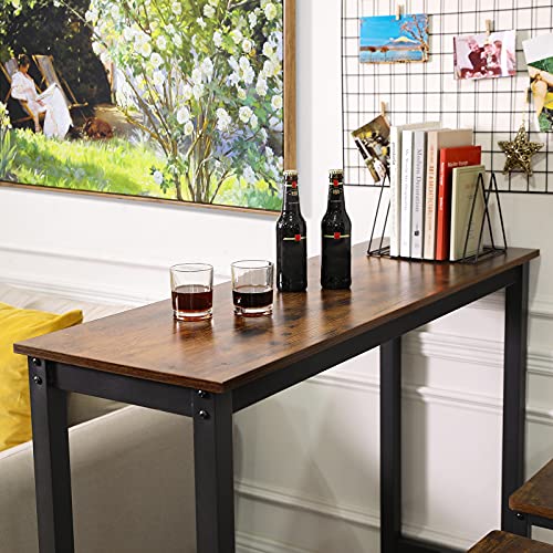 VASAGLE Narrow, Bar Table with Sturdy Metal Frame, Easy Assembly, Industrial Design, 15.7 x 47.2 x 39.4 inches, Rustic Brown