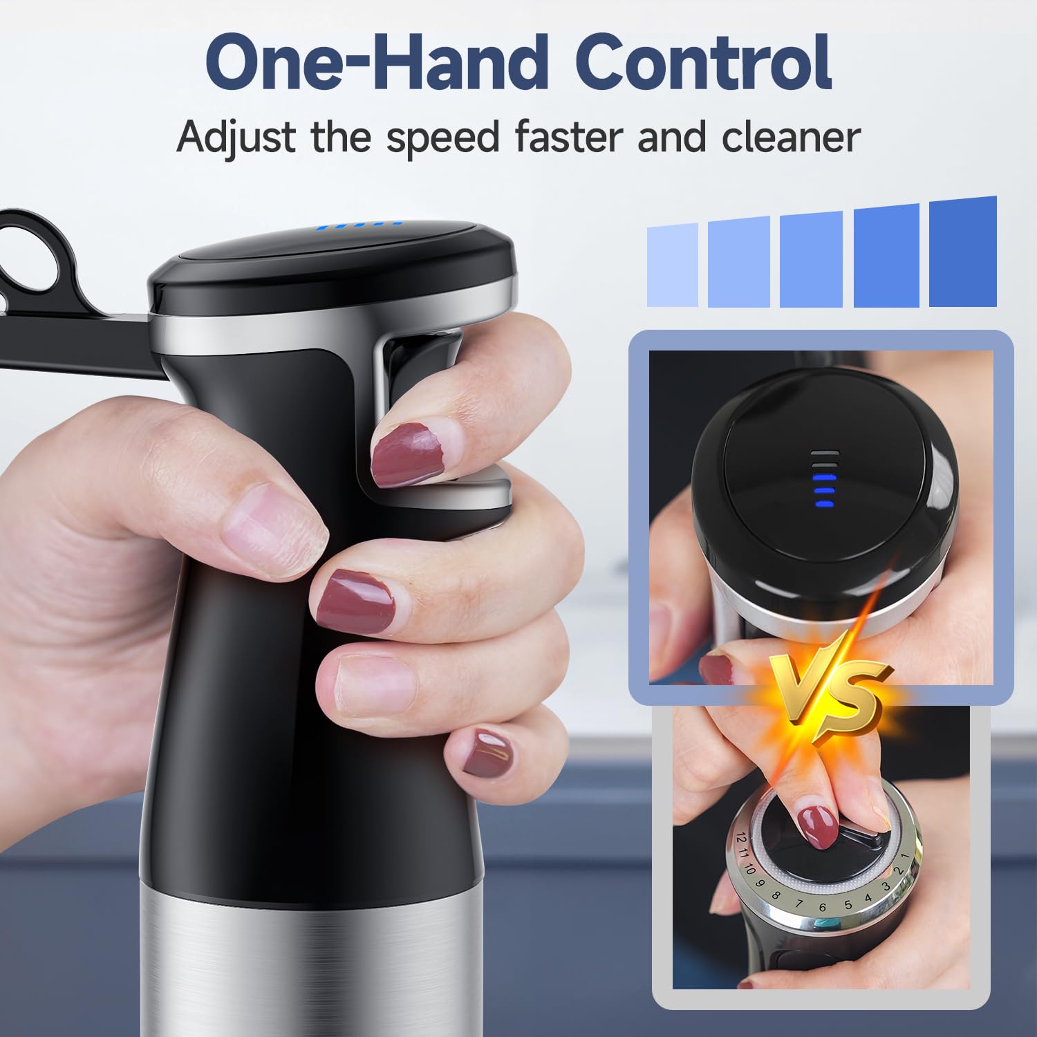 Immersion Blender Handheld Corded Hand Blender 1100W, Emulsion Blender Handheld with Chopper, Whisk and Frother, Hand Blender for Soup