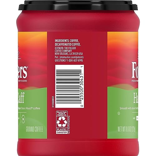 Folgers Half Caff Ground Coffee, Medium Roast, 9.6 Ounce