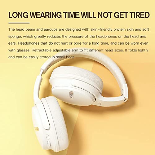 iKF K3-Wireless Bluetooth Headphones Call Noise Canceling Wired Headset Bass Stereo Sound 50 Hours Dual Device Connection for Smartphone Tablet Computer Games, Music(Pink)