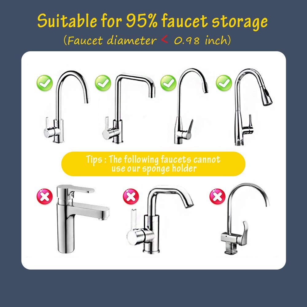 Faucet Rack Over Faucet Sponge Holder Faucet Caddy Faucet Sponge Holder Stainless Steel Sponge Holder for Soap, Scrubber, Towel etc