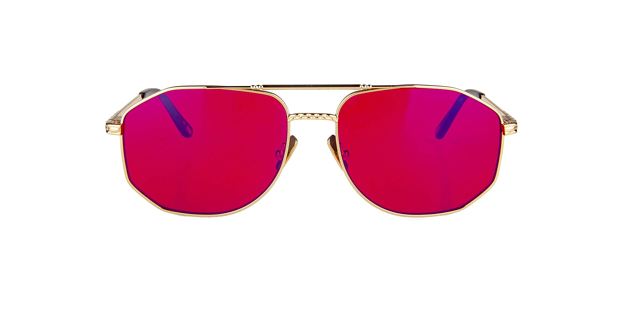 EMR-TEK"Wolverine" 24K Gold Plated Stainless Steel Blue and Green Blocking Glasses, Red Lens with Anti-Blue Reflection, for Nighttime use and Better Sleep.