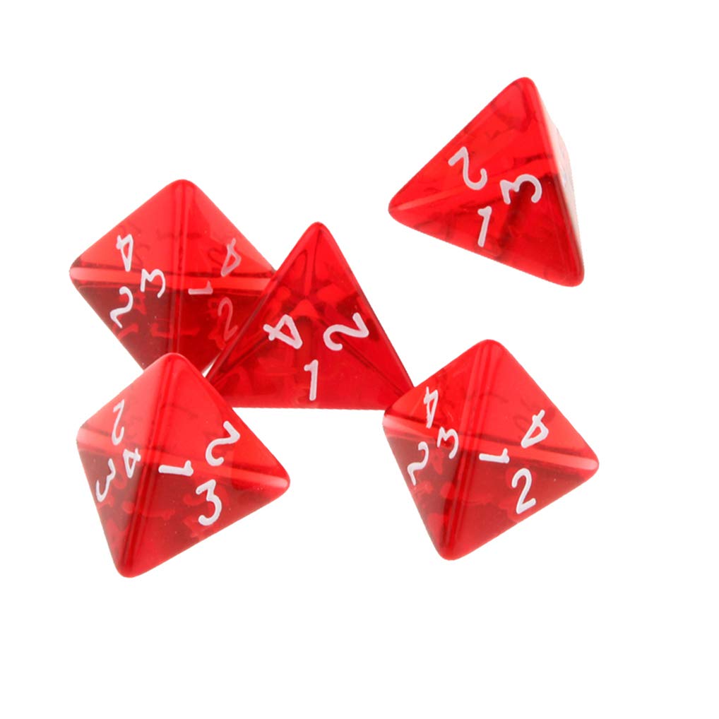 Yiotfandoll 5PCS Polyhedral Dice 20mm D4 for Dungeons and Dragons DND RPG MTG Dice Table Games Red with Black Bag