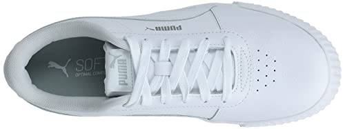 PUMA womens Carina Sneaker, Puma White-puma White-puma Silver, 8 US