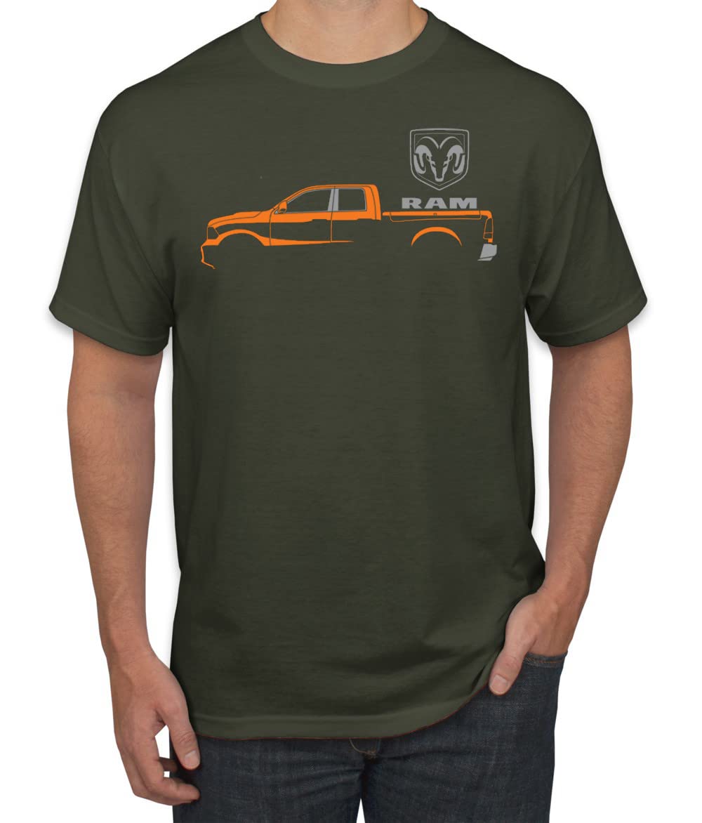 Dodge RAM Silhouette Cars and Trucks Men's Graphic T-Shirt, Military Green, X-Large