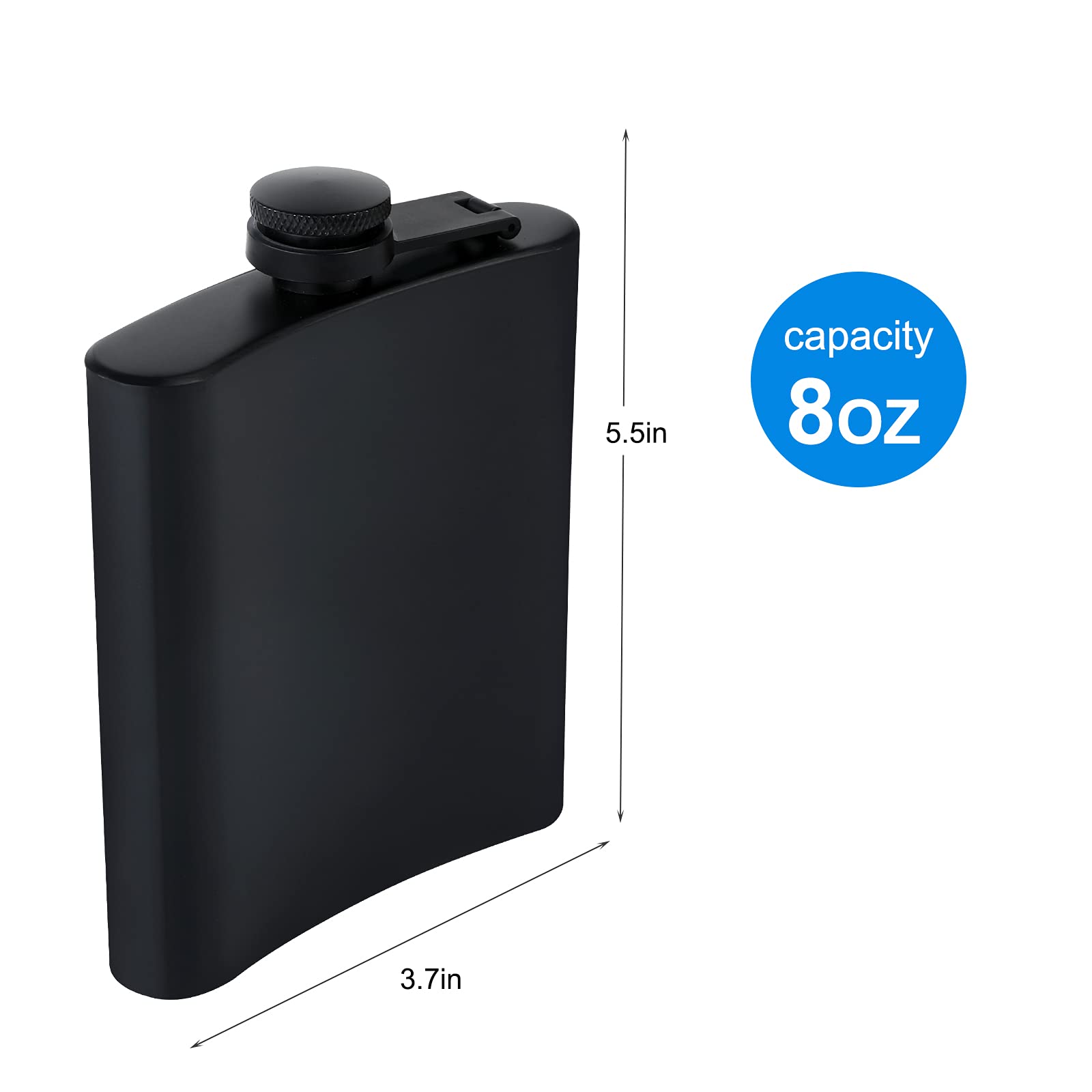 GADIEDIE10 Pcs Flasks for Liquor for Men, Matte Black 8 Oz Stainless Steel Leakproof and Funnel,with Never-Lose Metal cap,Hip Flask for Wedding Party Gift Outdoor Activities