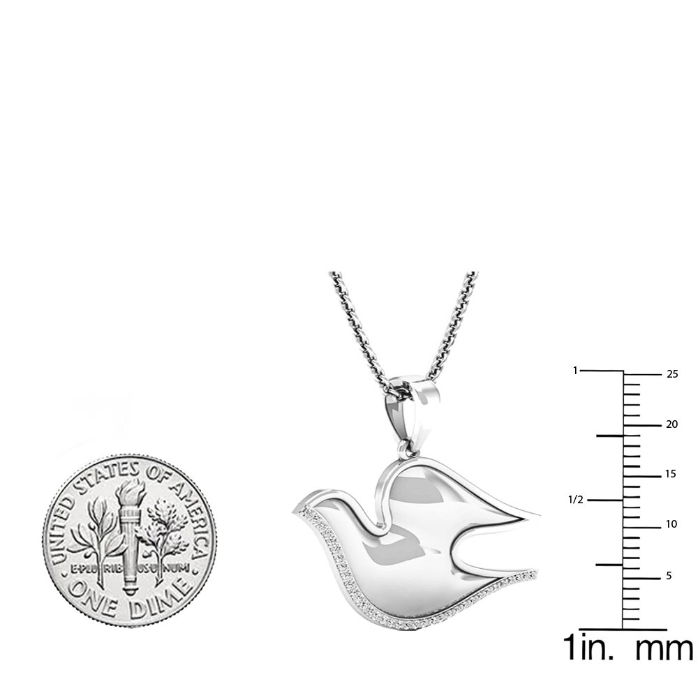 Dazzlingrock Collection 0.11 Carat (ctw) Round White Diamond Ladies Dove Pendant (Silver Chain Included), Sterling Silver