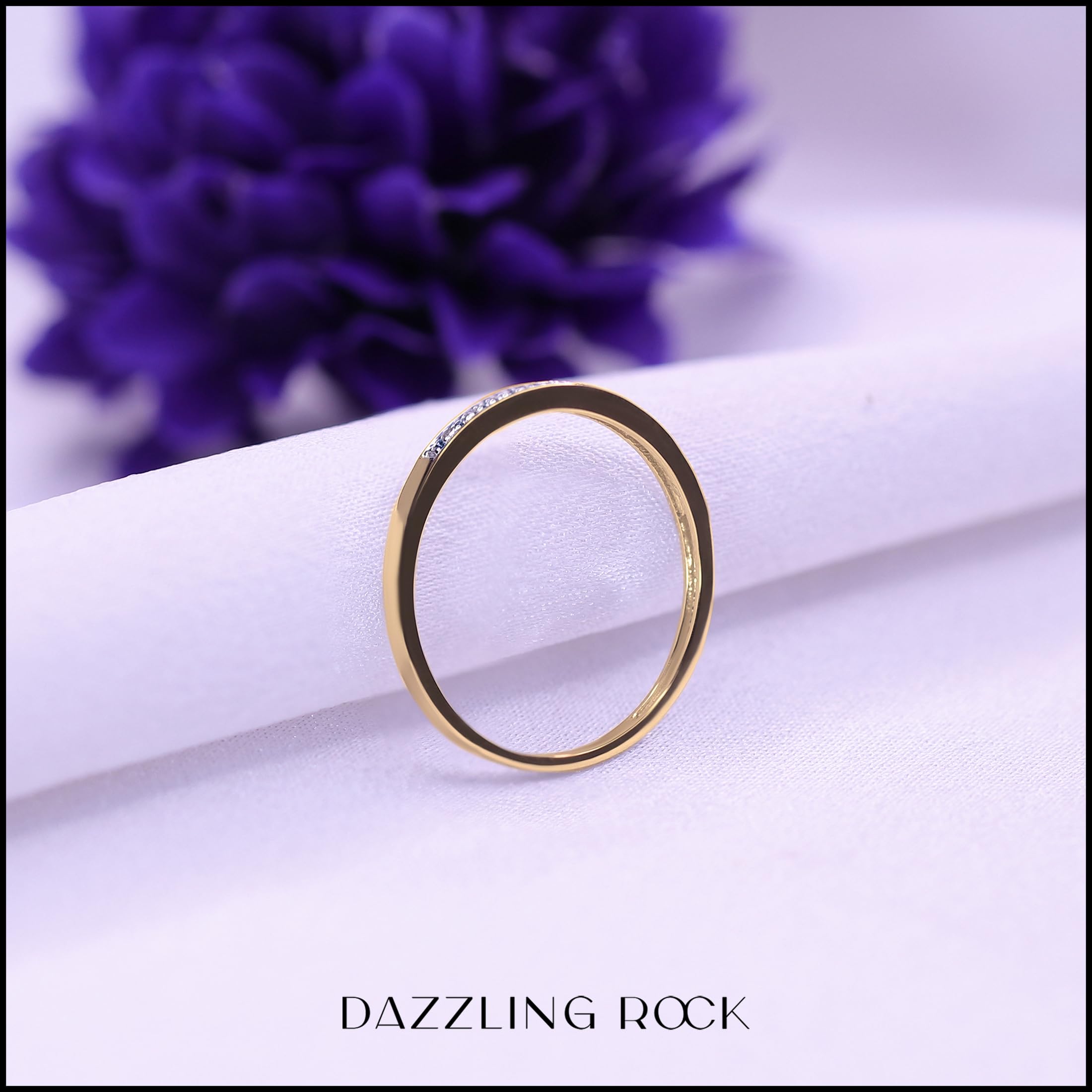 Dazzlingrock Collection 0.10 Cttw Alternate Round Blue & White Diamond Stackable Wedding Band for Women in 10K Yellow Gold, Size 6
