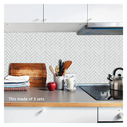 Tile Stickers Creamy White Rectangle Stick On Tiles Bathroom PVC Self Adhesive Wall Tiles Kitchen Stick On Wall Tiles Waterproof Peel and Stick Floor Tiles Self Adhesive Tiles for Walls (Size : 10x10
