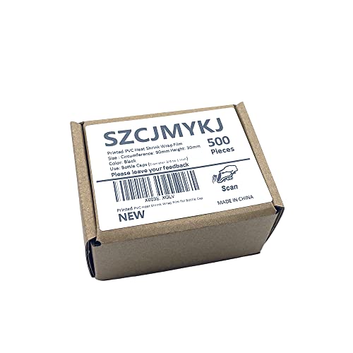 SZCJMYKJ 500Pcs 45 x 30 mm Printed Clear Perforated Shrink Bands for Cap Diameter 3/4 to 1 Inch, Easy Use, Make Products Professional (45X30mm)