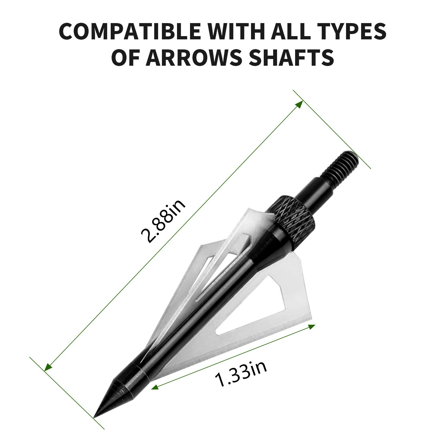 EONACTVE Broadheads 100 Grain - Crossbow Broadheads 24PK 3 Blades Arrow Tips Archery Broadheads for Hunting and Shooting Game, Pack with Storage Case