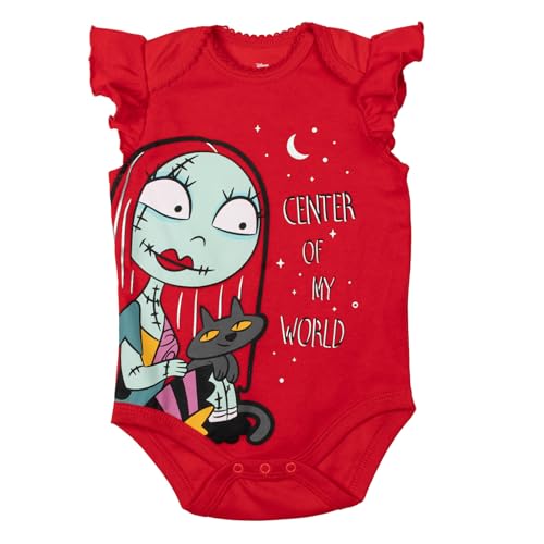 Disney Nightmare Before Christmas Jack Skellington Sally Newborn Baby Girls 5 Pack Cuddly Short Sleeve Baby Bodysuits Multicolor