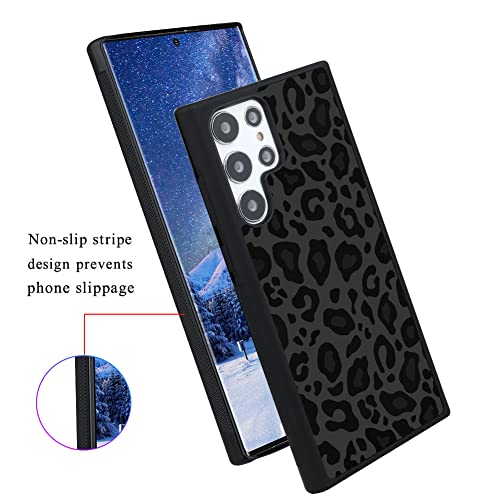 KANGHAR Case Compatible with Galaxy S22 Ultra,Black Leopard Design,Tire Texture Non-Slip +Shockproof Rugged TPU Protective Case for Samsung Galaxy S22 Ultra(2021) Leopard Pattern