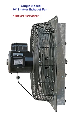 Iliving - 36" Wall Mounted Shutter Exhaust Fan - Automatic Shutter - Single Speed - Vent Fan For Home Attic, Shed, or Garage Ventilation, 6128 CFM, 9000 SQF Coverage Area, Silver (ILG8SF36S)