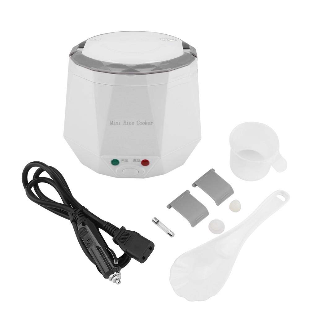 Fdit Mini Rice Cookers 24V 1.3 L Electric Rice-cooker Food Steamer for Truck Car Cooking for Soup Porridge Rice Noodles Portable 180W(white)