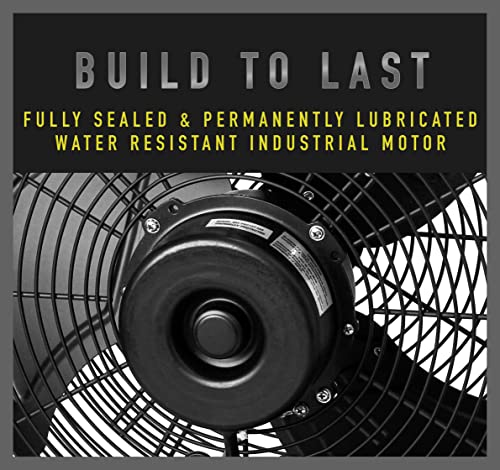 iLiving 18" Wall Mounted Variable Speed Indoor/Outdoor Weatherproof Fan, Industrial grade for Patio, Greenhouse, Garage, Workshop, and Loading Dock, 6360 CFM, Black