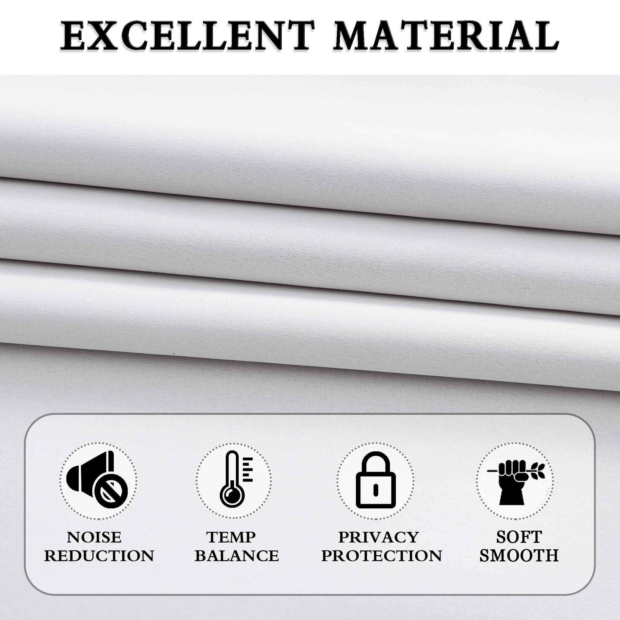 DONREN Greyish White Window Curtain Panels - 42 Width x 84 Length 2 Panels Thermal Insulated Rod Pocket Room Darkening Curtains for Bedroom
