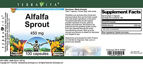 TerraVita Alfalfa Sprout - 450 mg (100 Capsules, ZIN: 518852) - 2 Pack