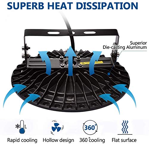 UFO Led Lights 50W, 10000LM High Bay Led Shop Lights - 6000K-6500K Daylight White Ultra Thin LED Warehouse Lights Lamp for Warehouse Shop Garage Barn Workshop Gym Lighting