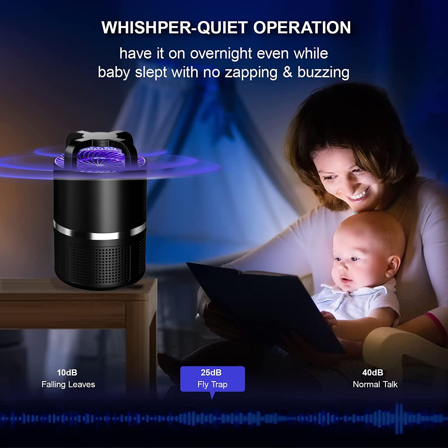 Indoor Insect Trap, Bug Zapper Indoor, Catcher & Killer for Mosquitos, Gnats, Moths, Fruit Flies, Fruit Fly Traps for Home - Fly Traps Indoor with Suction 02, Black