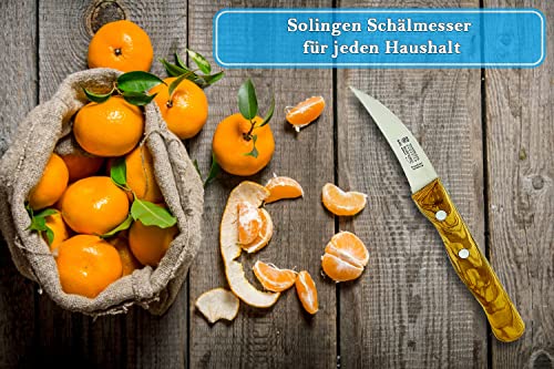 SMI - Peeling Knife Olive Wood Handle Paring Knife Fruit Knife Solingen Knife - Not Dishwasher Safe Made in Germany