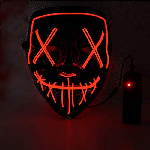 Digcreat Halloween Glowing Mask, LED Light up Masks for Gifts, Festival, Halloween Party(Red)