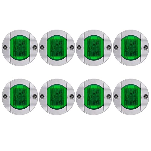 ikasus Round Trailer LED Marker Clearance Tail Lights,12V/24V Waterproof Led Trailer Light,Green 6 LED Stop Turn Tail License Brake Running Light Lamp for Trailers Boat Trailer Truck Marine Camper RV