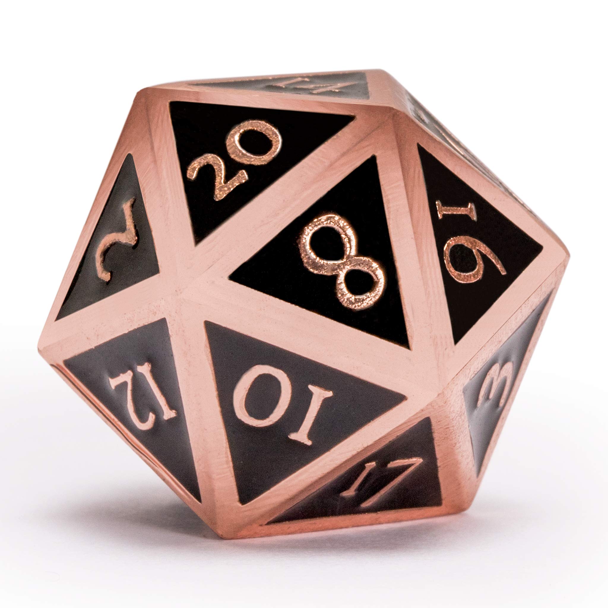 Yellow Mountain Imports Collector's 7 Rose Copper on Black Metal Dice Set with Storage Case, Copper Rose - for Role Playing Games (RPG), DND, MTG, and Other Dice Games - Made
