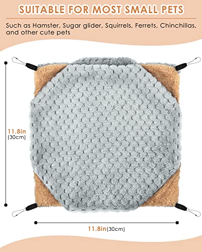 TINDTOP Small Animals Hammock, Ferret Sugar Glider Triple Bunk Bed Cage Warm Plush Hanging Hammock Bed Hideout for Hamster Guinea Pig Rat Ferret Chinchilla (Grey)
