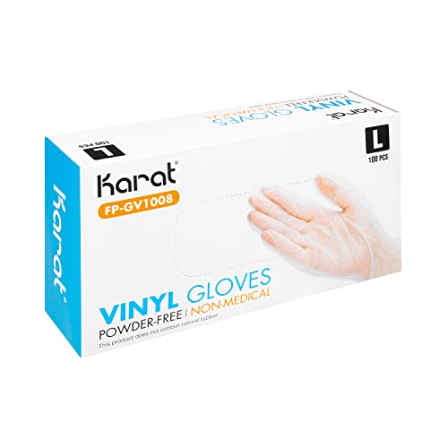 Karat FP-GV1008 Vinyl Powder-Free Gloves (Clear) - Large(Case of 1000)