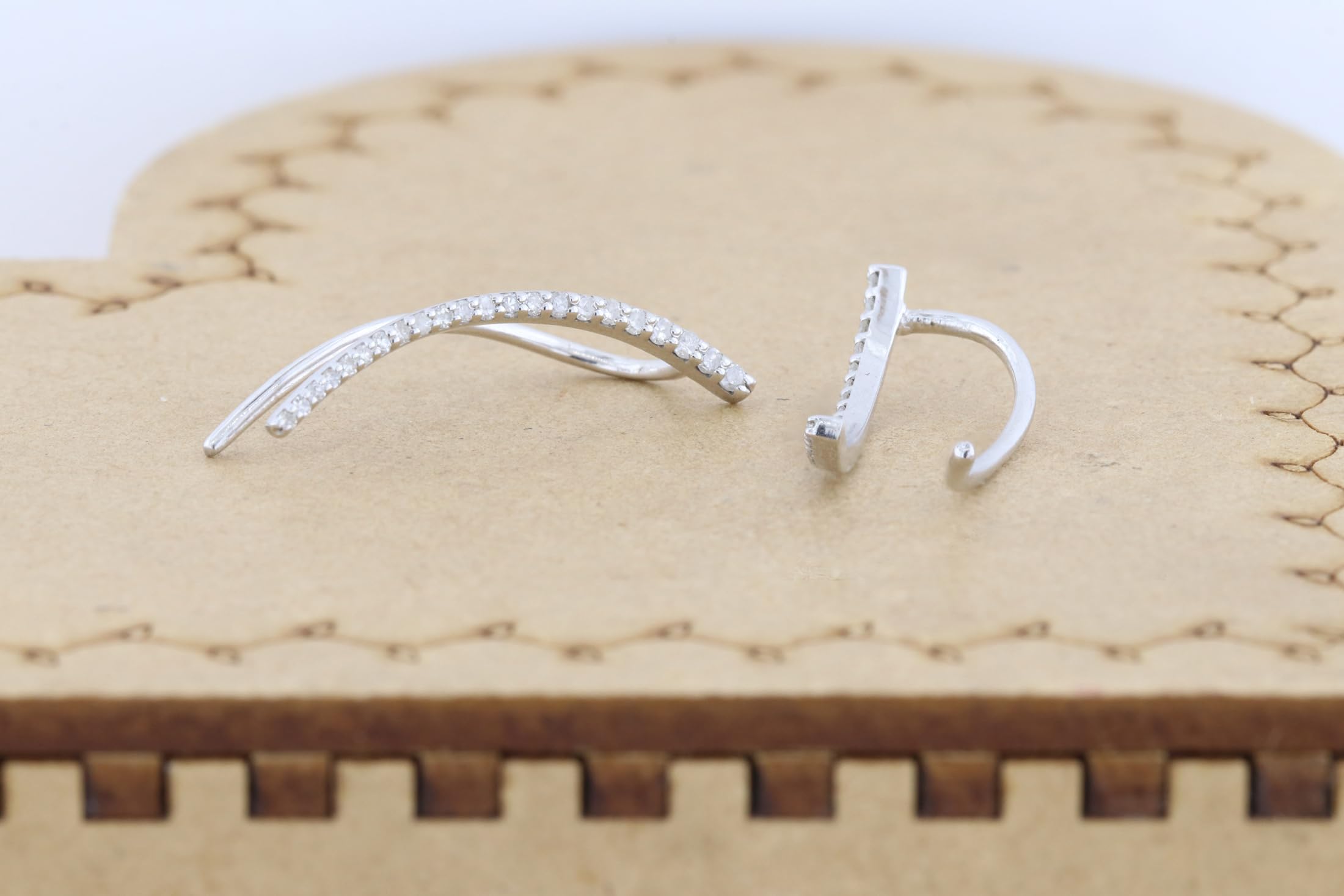 Dazzlingrock Collection 0.22 Carat (ctw) Round White Diamond Crawler Climber Earrings for Women in 925 Sterling Silver