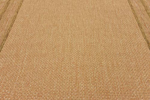 Unique Loom Outdoor Border Collection Area Rug - Multi Border (7' 1" x 10' Rectangle, Tan/ Light Brown)