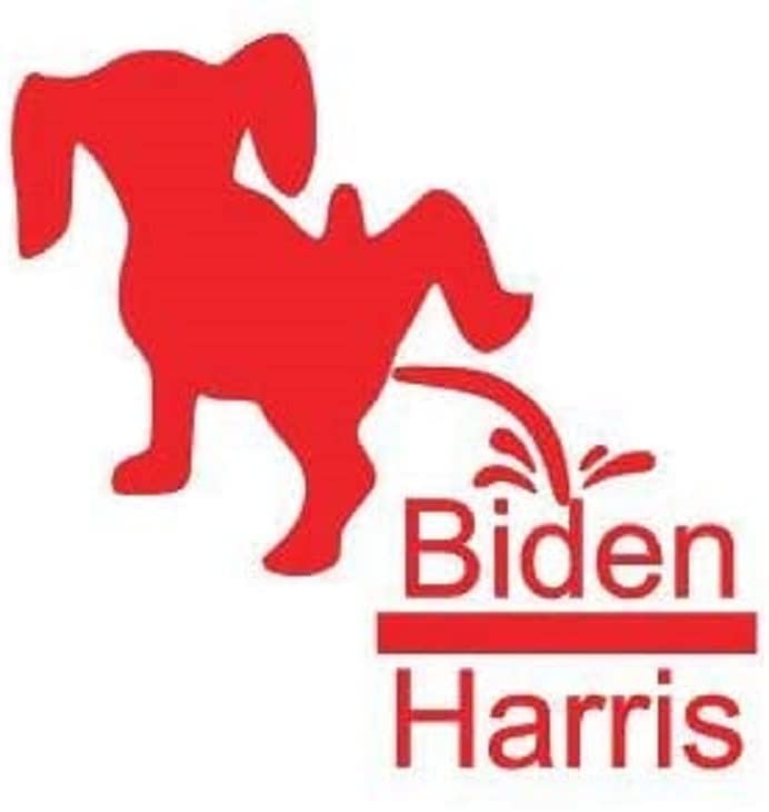 Dog Pee On Biden Harris Dye Cut Decal Calvin Vinyl Sticker Auto Car Truck Wall Laptop 5.9" Wide - Red Color