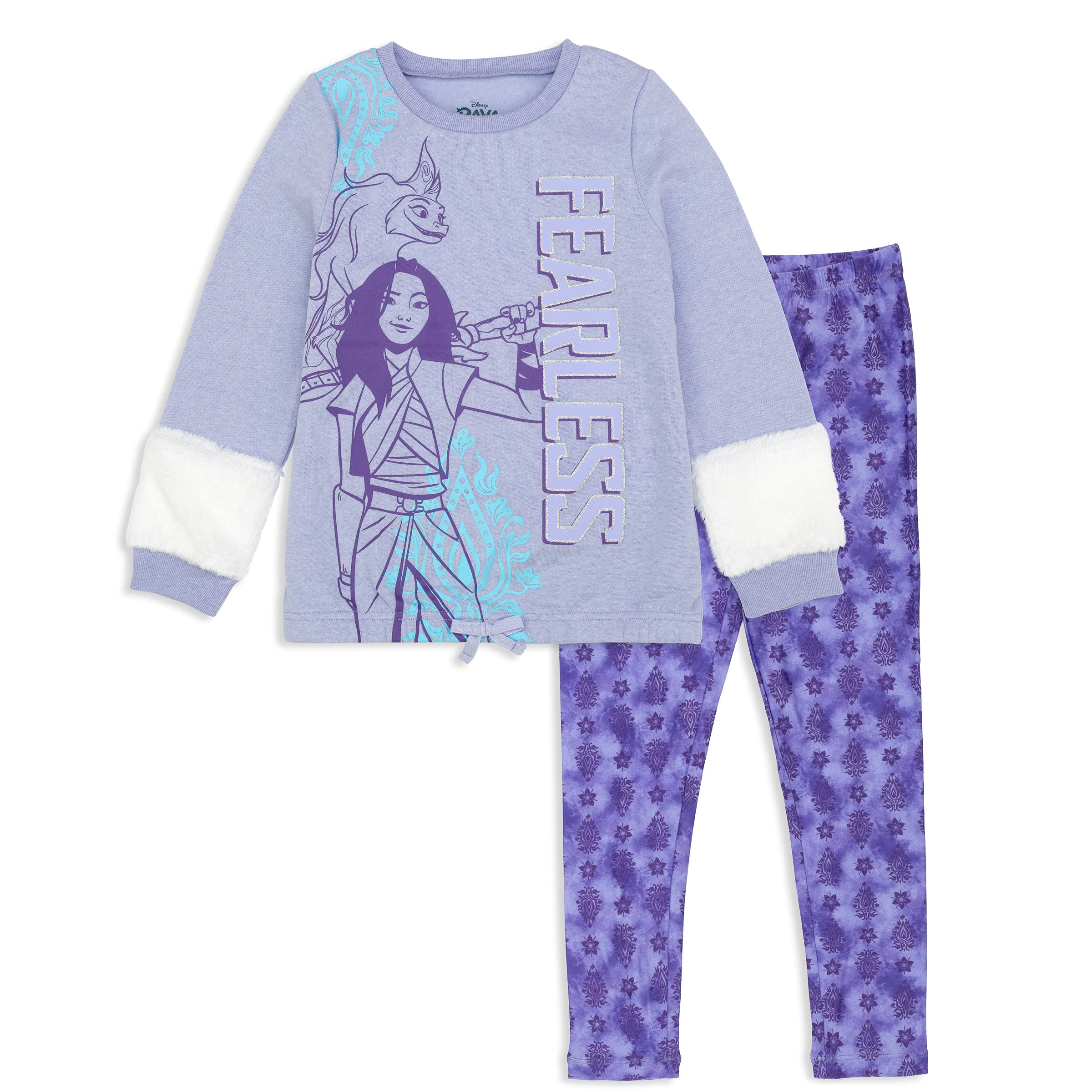Disney Raya and the Last Dragon Little Girls Fleece Sweatshirt Legging Set Purple 4-5