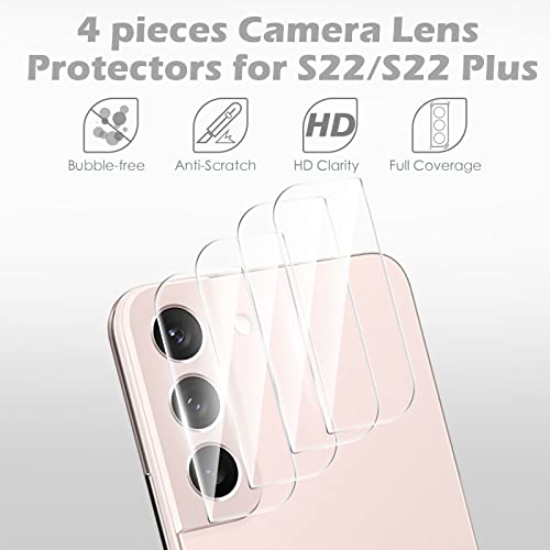 imluckies Camera Lens Protector for Samsung Galaxy S22 & S22 Plus [4 pack], Scratch-resistant Tempered Glass Back Camera Lens Cover, Ultra-thin, Easy Installation Lens Protector, Clear