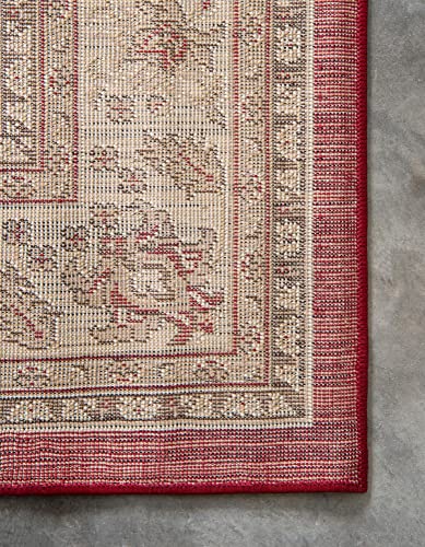 Unique Loom Sialk Hill Collection Area Rug - Washington (5' 3" x 8' Rectangle, Burgundy/ Cream)