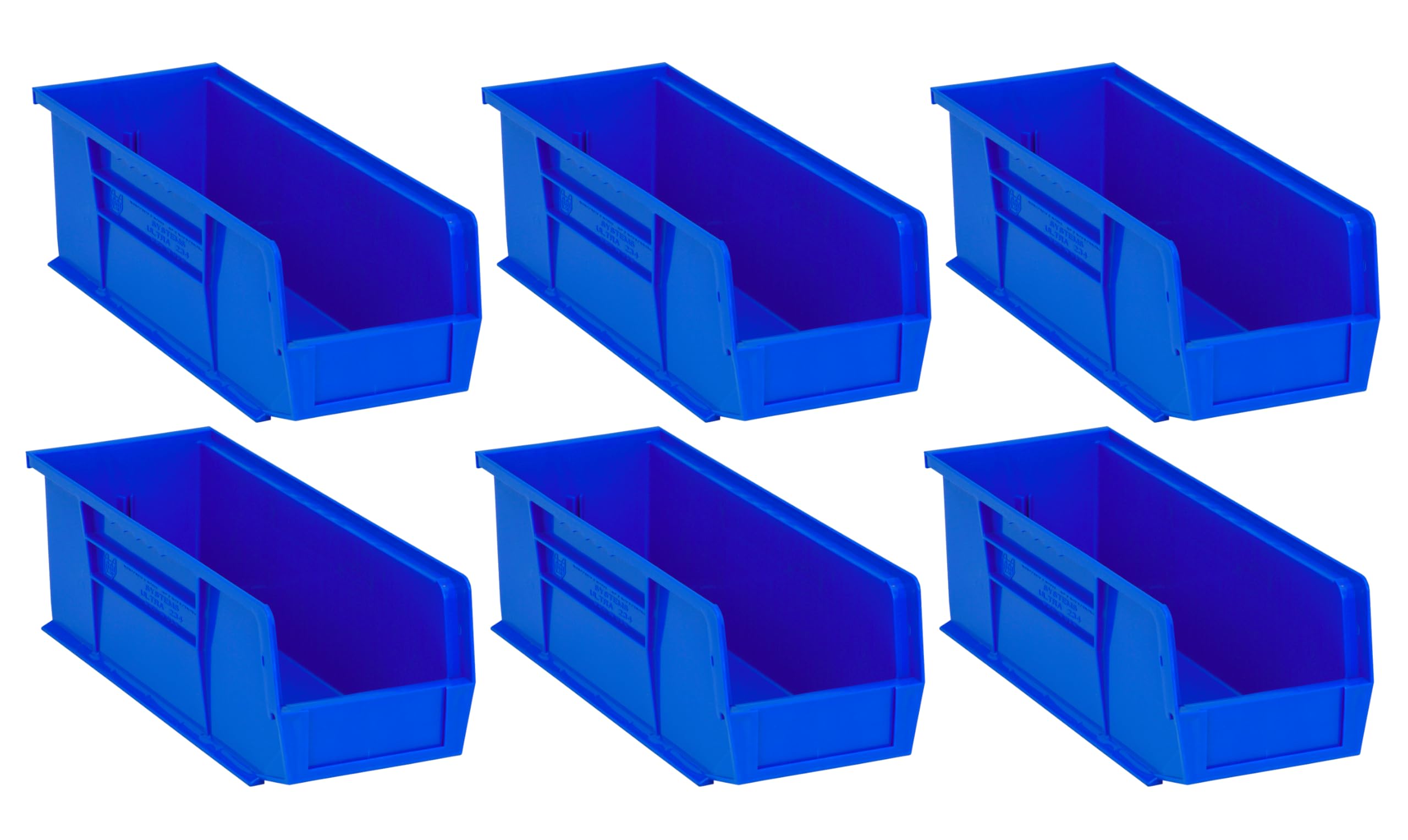 QUANTUM STORAGE SYSTEMS K-QUS234BL-6 6-Pack Ultra-Stack and Hang Bins, 14-3/4" x 5-1/2" x 5", Blue
