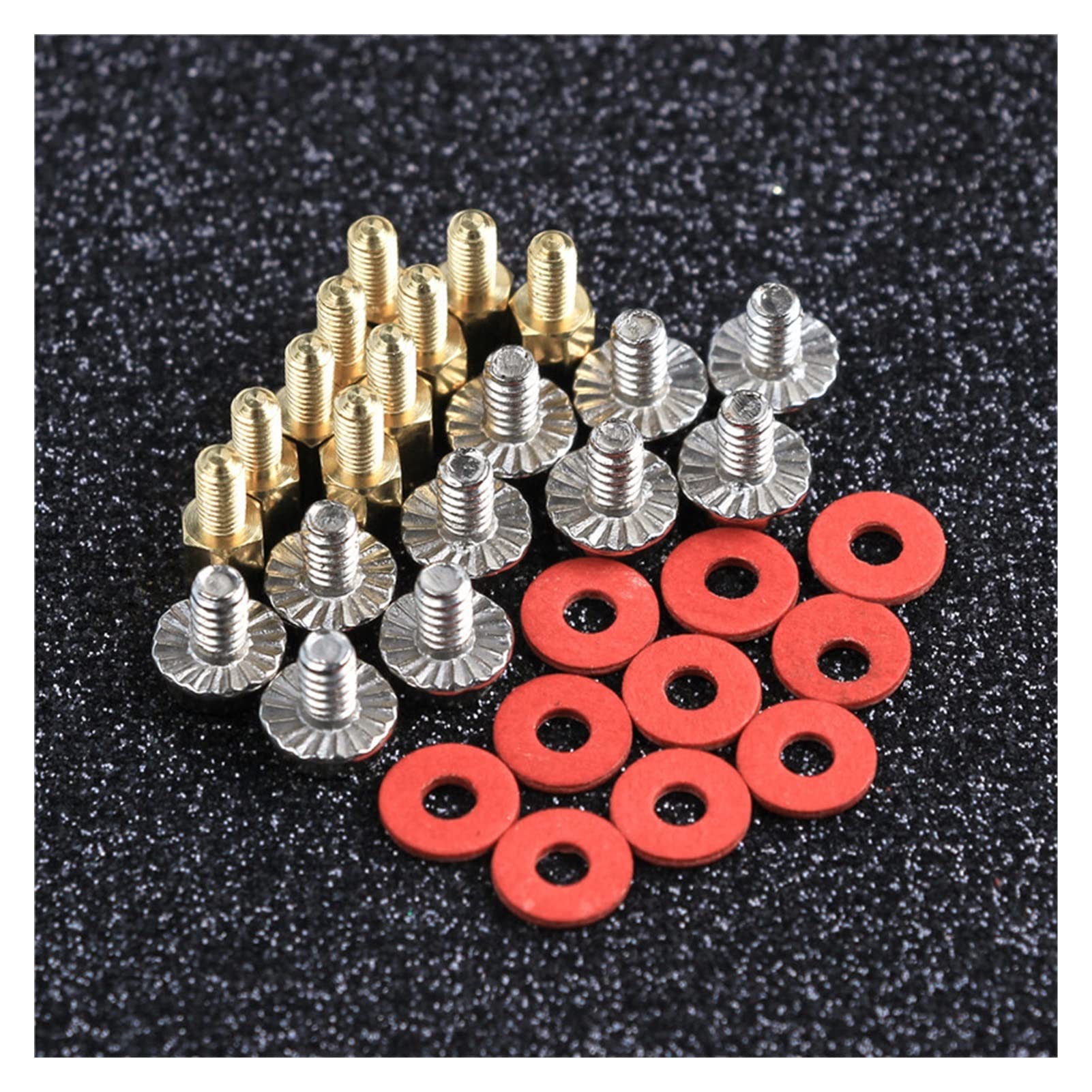 TYFZ Screw kit 30Pcs M3 Computer Golden Motherboard Riser+Silver Screws + Red Washers Strong and Sturdy (Color : White)