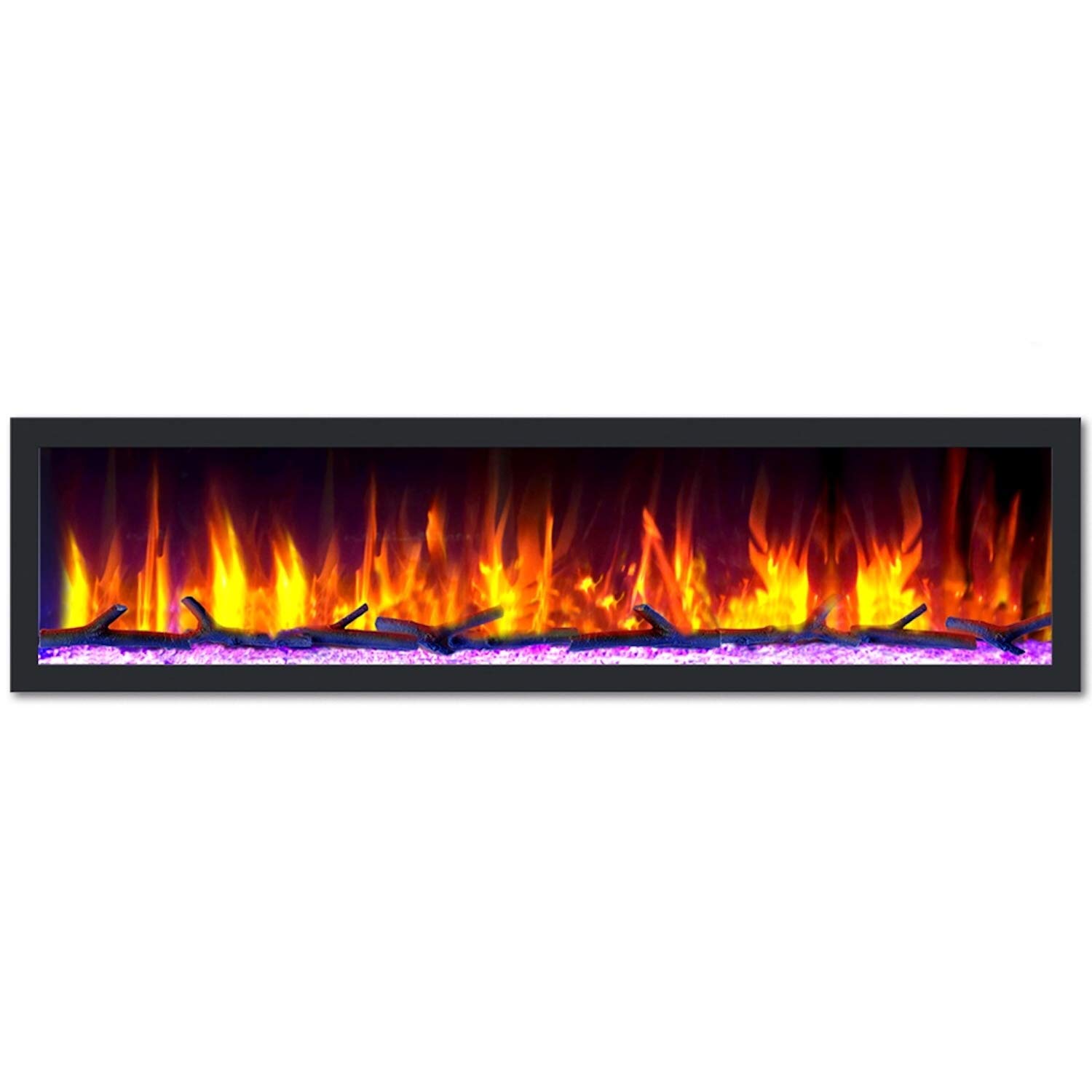 Dynasty Cascade74 inch Wall Mount Linear Electric Fireplace - Black, DY-BTX74