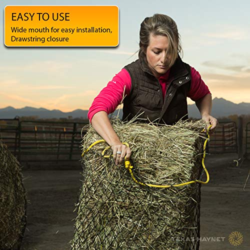 Texas Haynet - Square Net Hay Holder for Horses - Durable Nylon Square Bale Hay Net Slow Feed - American Made Hay Rope Net - Easily Fits Bales 36x18x18β with 1.5β Holes