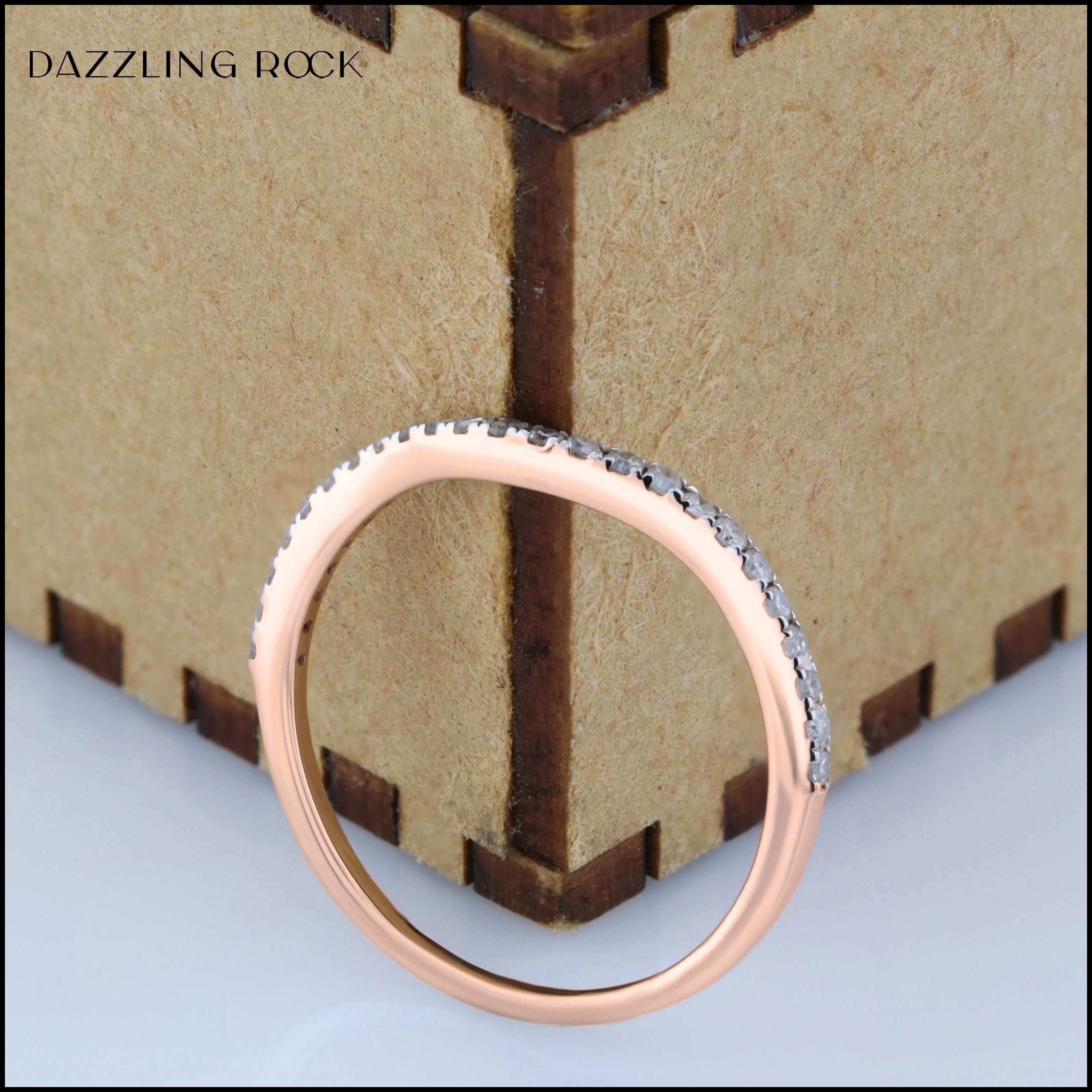 Dazzlingrock Collection 0.15 Carat (Cttw) Round White Diamond Contour Wedding Ring Enhancer Guard for Women in 10K Rose Gold Size 8