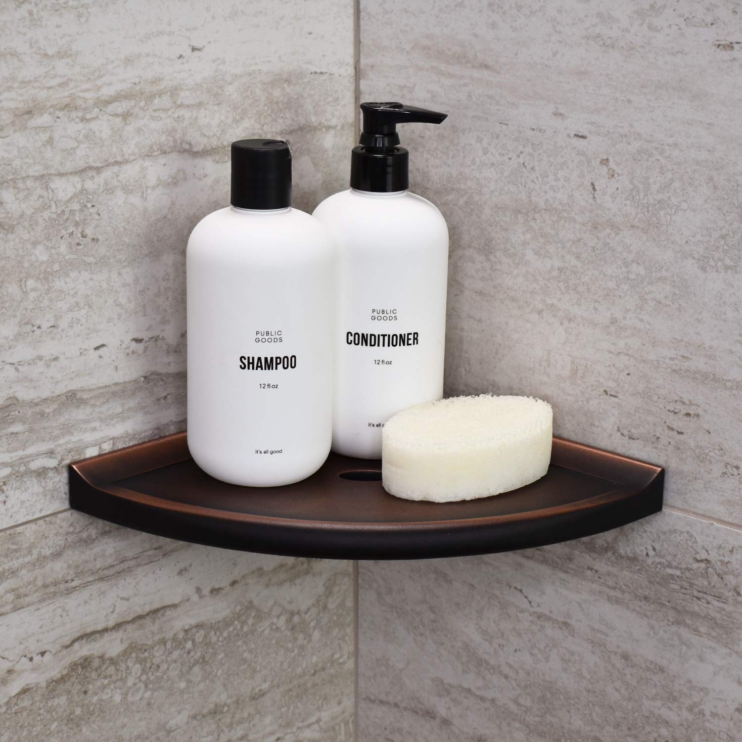 Questech Decor Corner Shower Shelf, 8 Inch Lugged for New Construction, Shower Corner Shelf for Tiled Walls, Metro Lugged Shower Caddy Bathroom Organizer, Oil Rubbed Bronze
