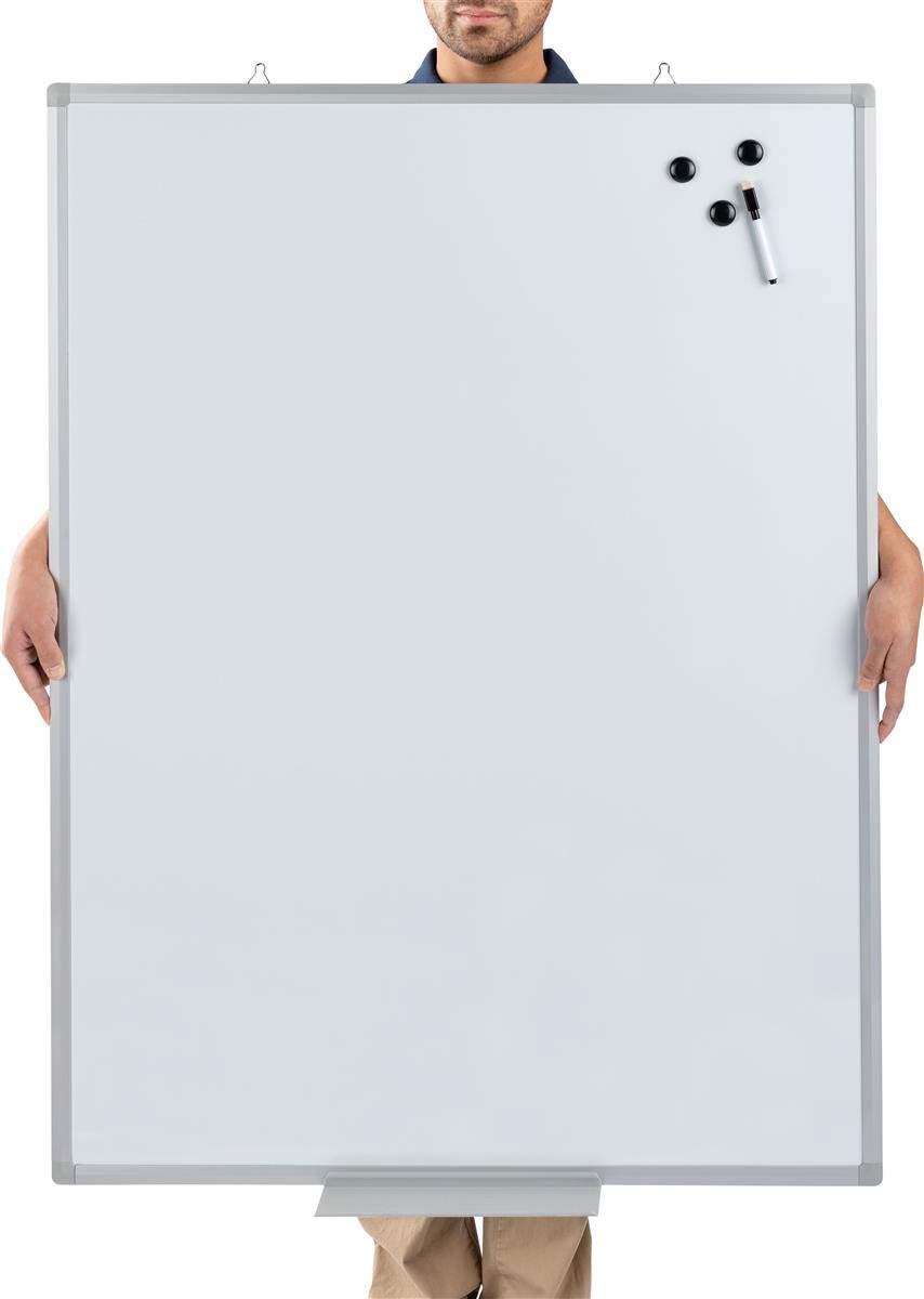 Displays2go 48" x 36" Wall Dry Erase Board with Magnetic Surface β White (WHBWAL4836)