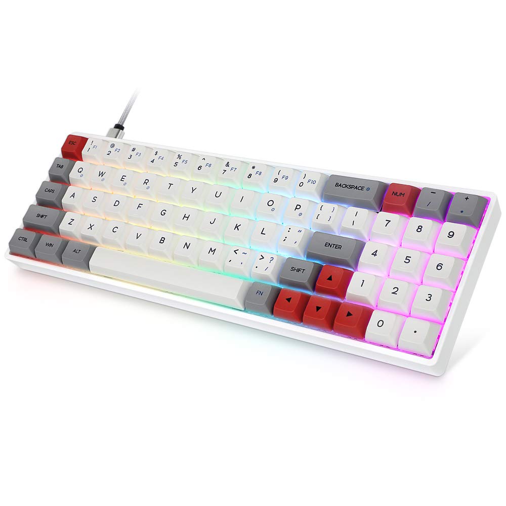 EPOMAKER SK71 71 Keys Hot Swappable Mechanical Keyboard with RGB Backlit PBT GSA Keycaps for Win/Mac/Gaming (Gateron Optical Brown, Grey)