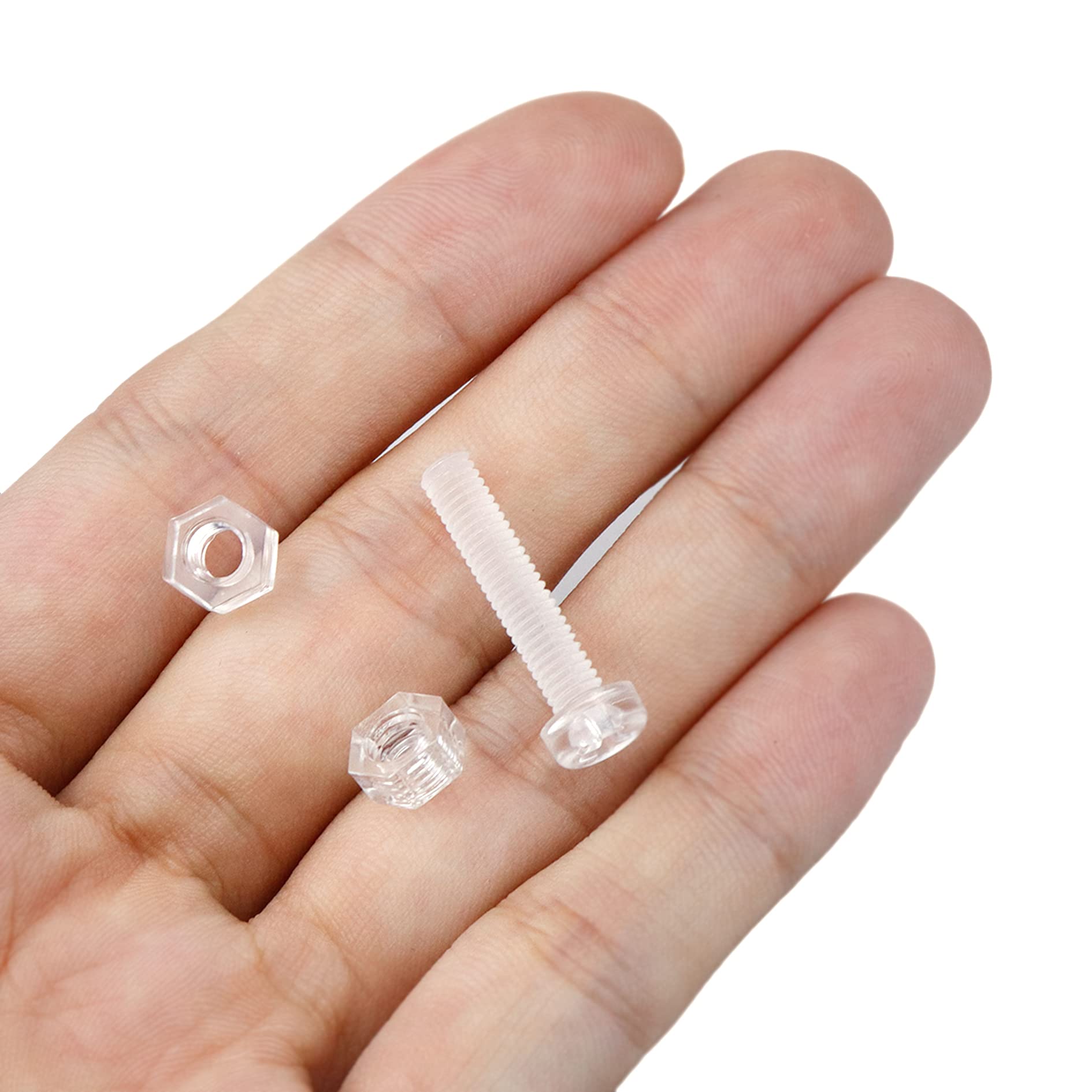 Dnyta 80 Pieces Acrylic Mounting Screws and Nuts M4x20mm Plastic Screws Clear Phillips Cross Screws Round Head