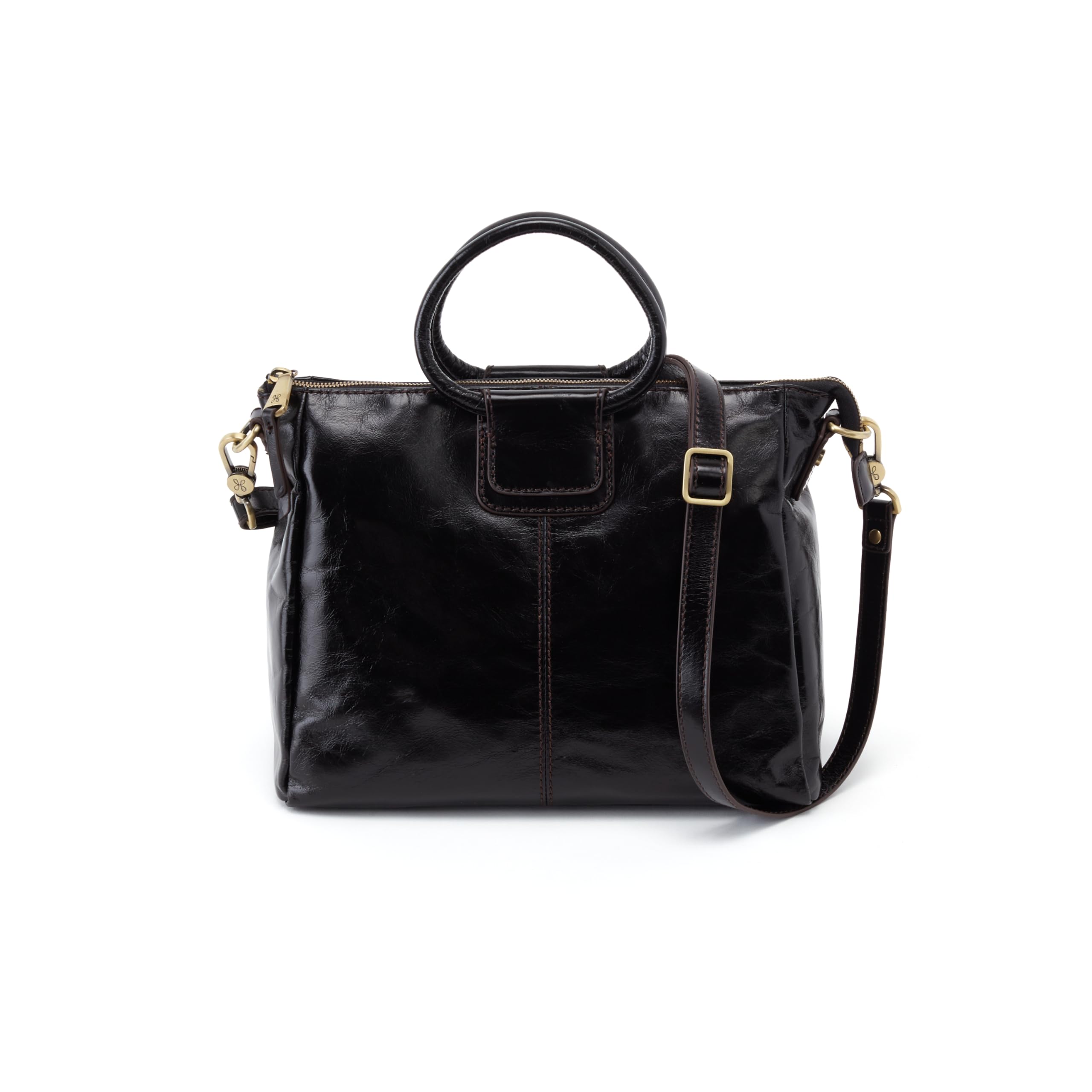 HOBO Sheila Medium Leather Satchel, Crossbody Bag for Women with Top Handle, Gold Leaf